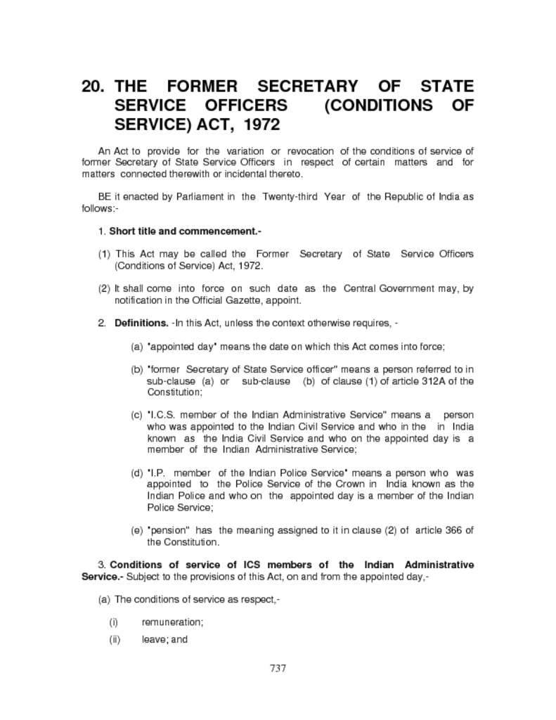 The Former Secretary of State Service Officers (Conditions of Service ...